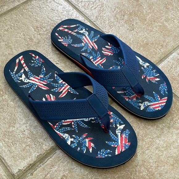 George | Shoes | George Ocean Usa American Flag Palm Trees Thong Flip ...